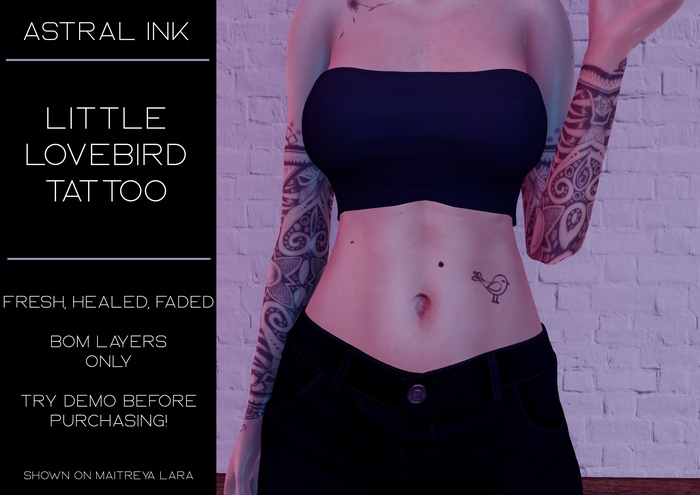 Second Life Marketplace - Astral Ink - Little Lovebird Tattoo - BoM only!